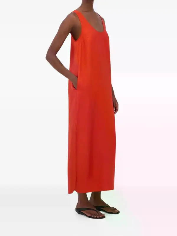 Loulou De Saison Silk Scoop-neck Side-vent Maxi Dress