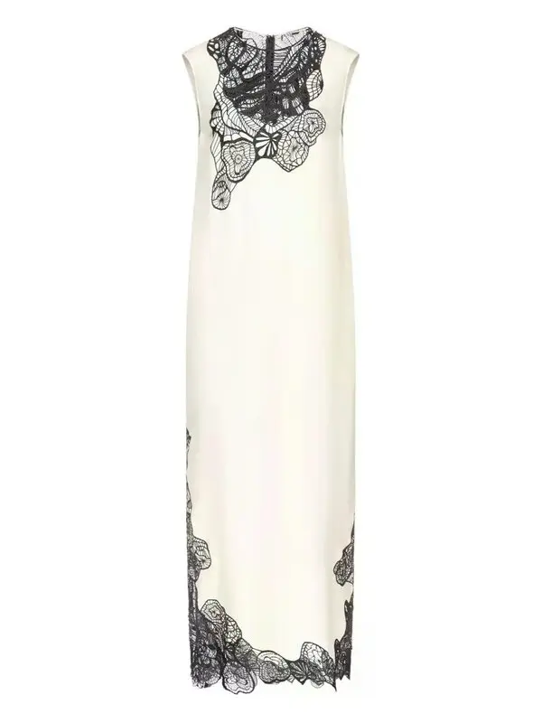 Loulou De Saison Uma Lace-trim Silk Midi Dress - White