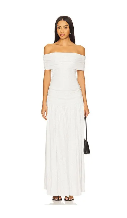Lioness Off The Shoulder Maxi Dress - Light Grey