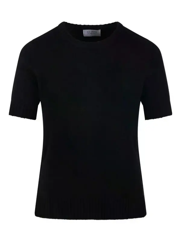 BEYOU Short-sleeve Round-neck Jumper - Black