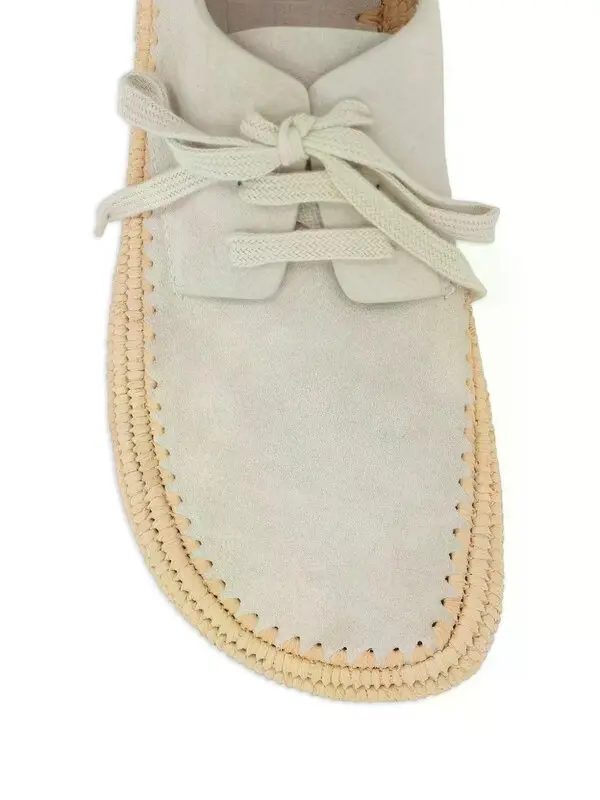 Loewe Petal-toe Raffia-trimmed Lace-up Shoes