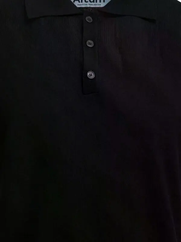 ALTUM Short-sleeve Knitted Polo Shirt - Black