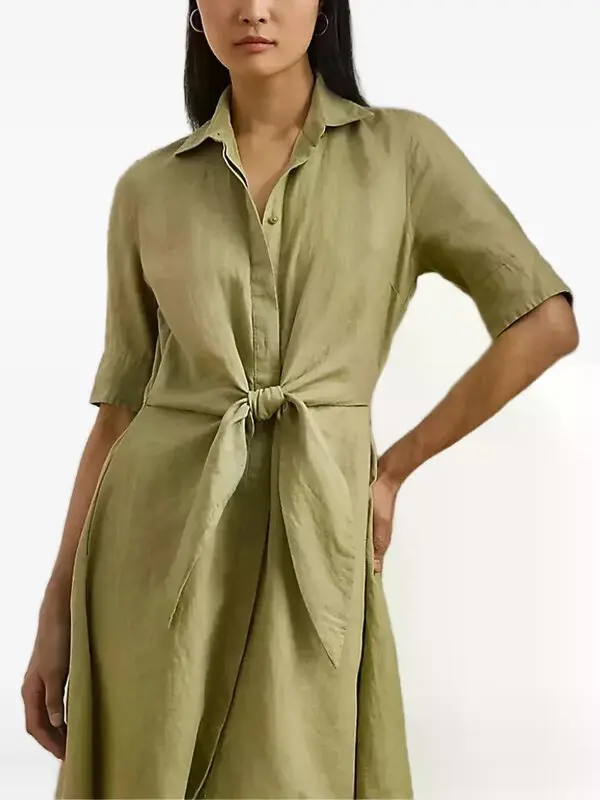 Ralph Lauren Tie-front Shirt Dress - Green