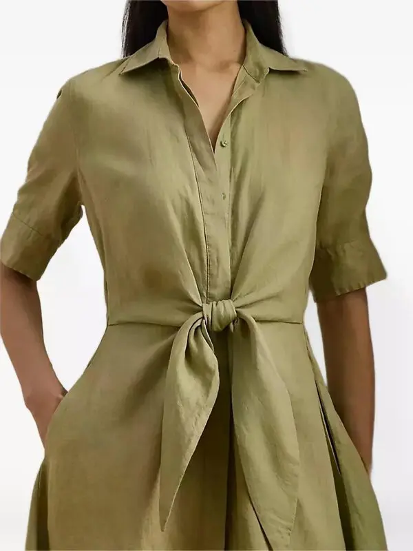 Ralph Lauren Tie-front Shirt Dress - Green