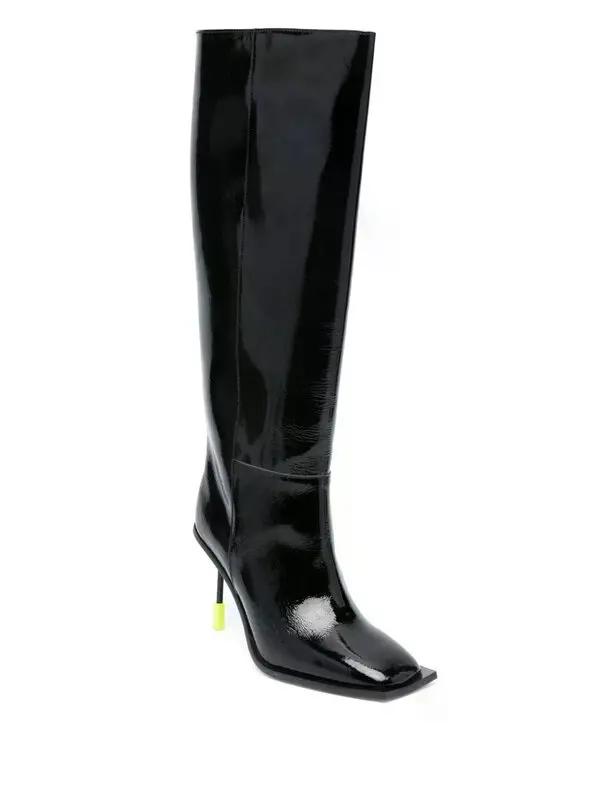MSGM Patent Leather Knee-high Stiletto Boots - Black