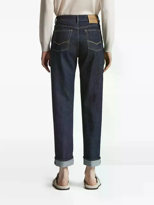 Peserico Five-pocket Denim Jeans With Cuffed Hems