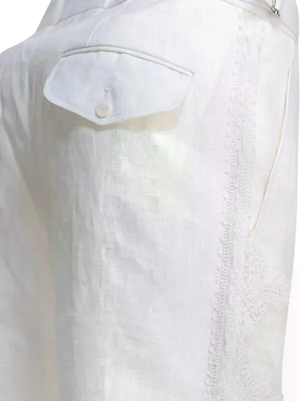 BODE Linen Trousers With Crochet Inserts