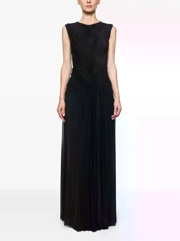 ATU BODY COUTURE Cross-panel Pleated Maxi Dress - Black