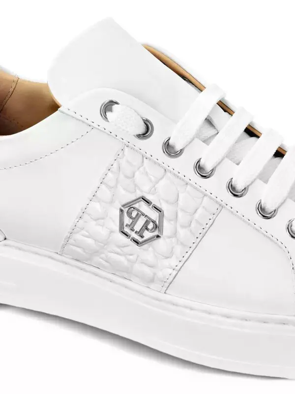 Philipp Plein Paneled Leather Lace-up Sneakers