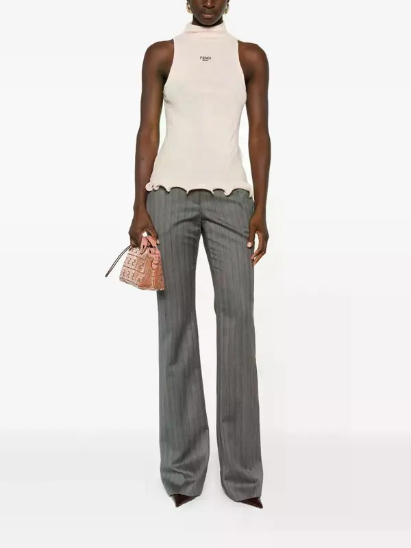 Fendi Ribbed Mock Neck Sleeveless Top - Pink