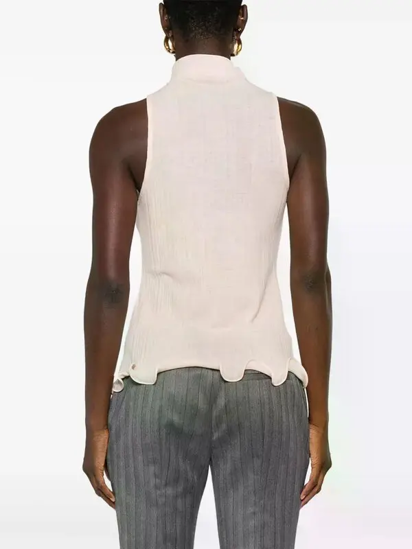 Fendi Ribbed Mock Neck Sleeveless Top - Pink