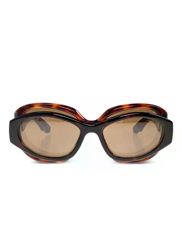 Balenciaga Double-frame Oval Sunglasses - Black