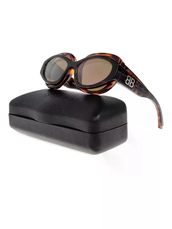 Balenciaga Double-frame Oval-shaped Sunglasses - Black