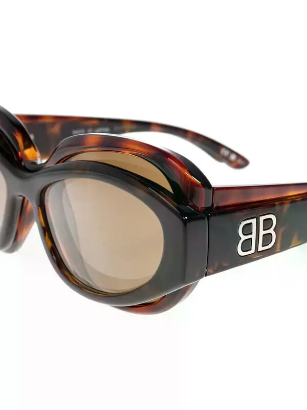 Balenciaga Double-frame Oval-shaped Sunglasses - Black