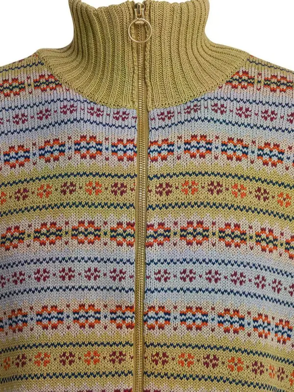 Kapital High-neck Patterned Knit Gilet With Zip Fastening