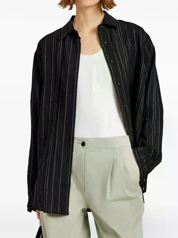 Proenza Schouler White Label Raven Stripe Woven Shirt - Black