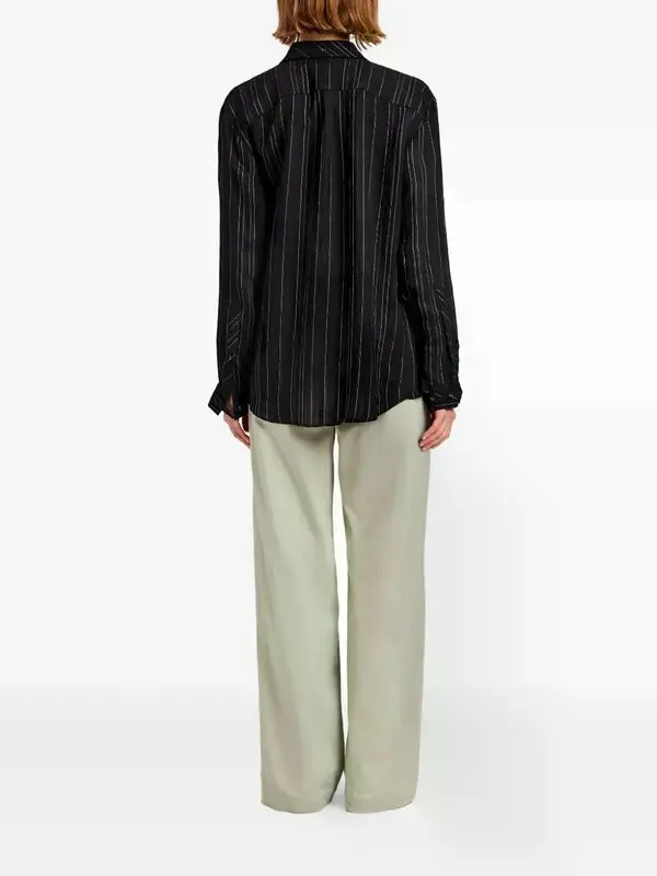 Proenza Schouler White Label Raven Stripe Woven Shirt - Black