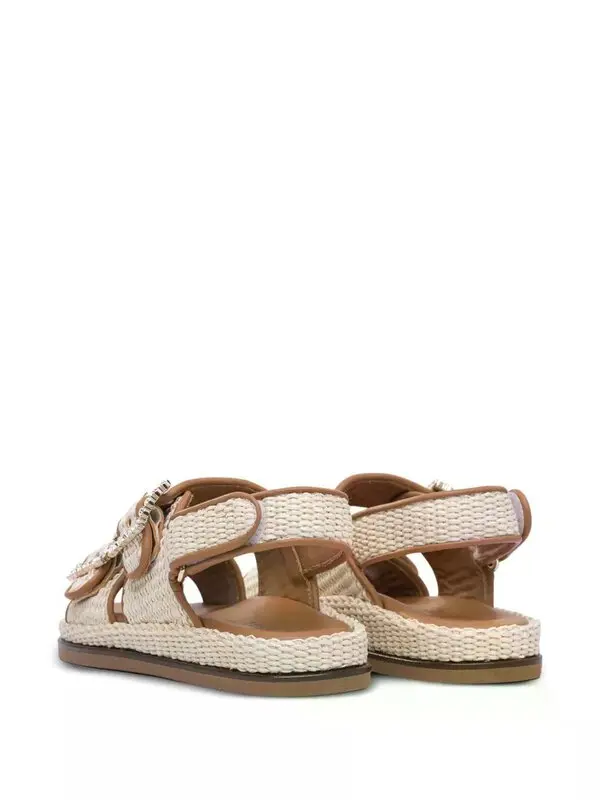 ALIBI Buckle-embellished Raffia Flat Sandals