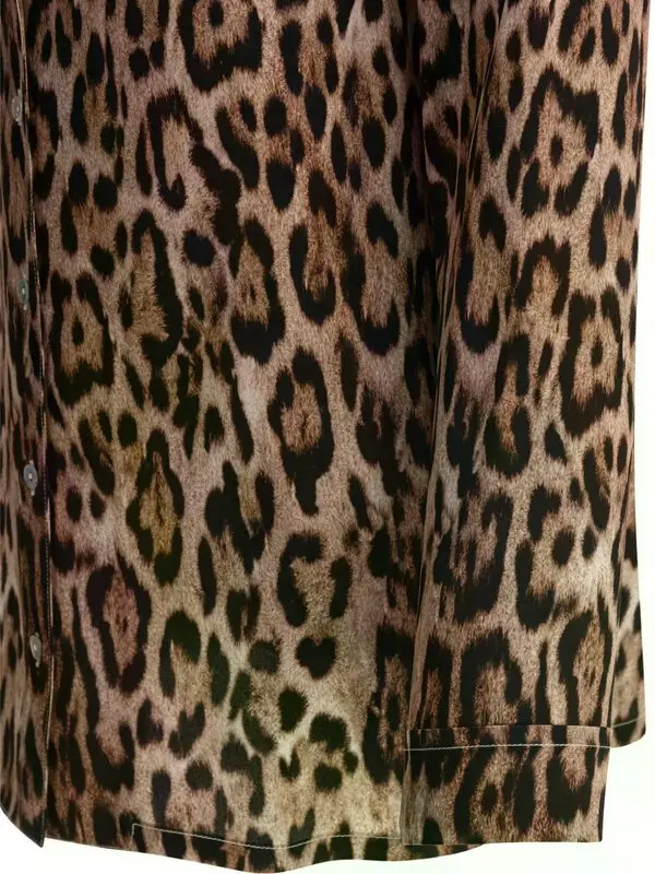 SLEEP NO MORE Leopard Print Silk Blouse