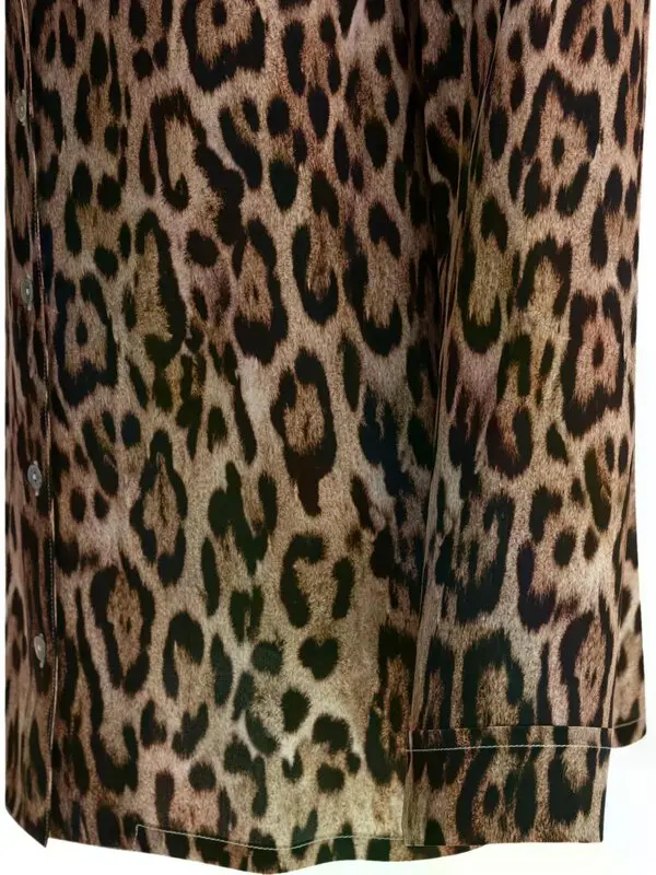 SLEEP NO MORE Leopard Print Silk Blouse