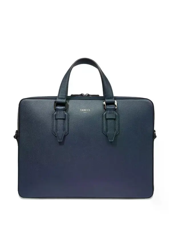 LANCEL Leather Briefcase Bag With Buckle Detailing - Blue