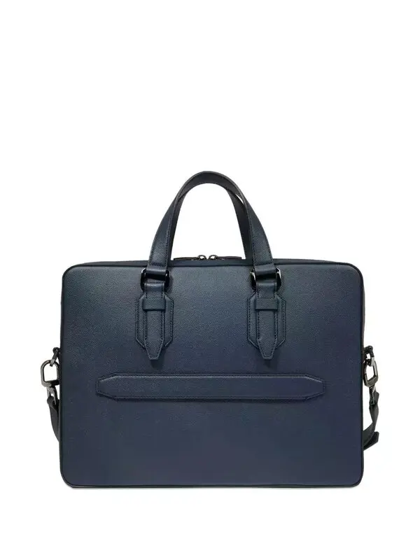 LANCEL Leather Briefcase Bag With Buckle Detailing - Blue