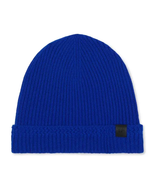 TOM FORD Cashmere Logo Beanie - Blue
