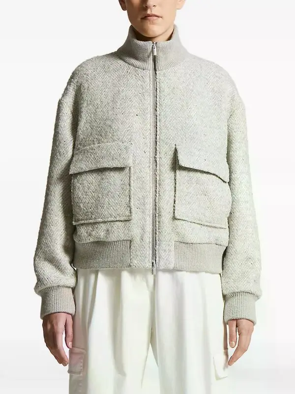 Peserico Herringbone Pattern Bomber Jacket