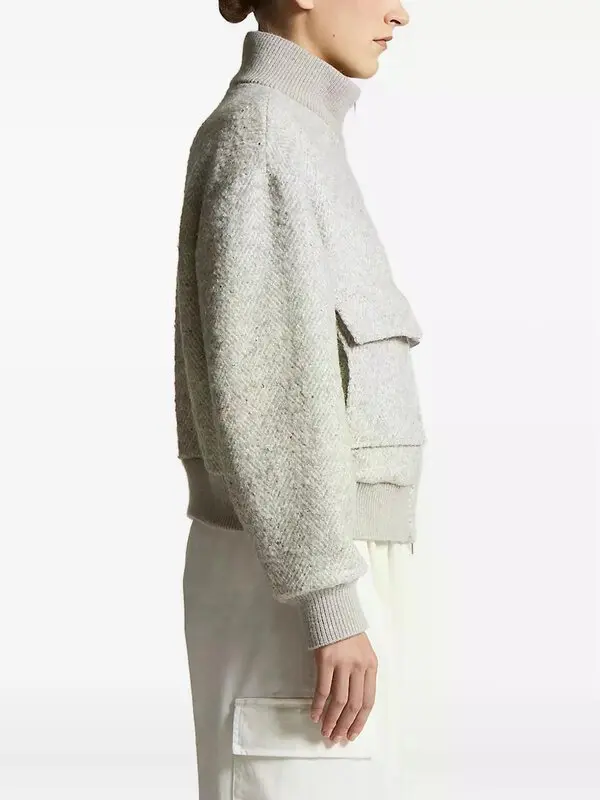 Peserico Herringbone Pattern Bomber Jacket