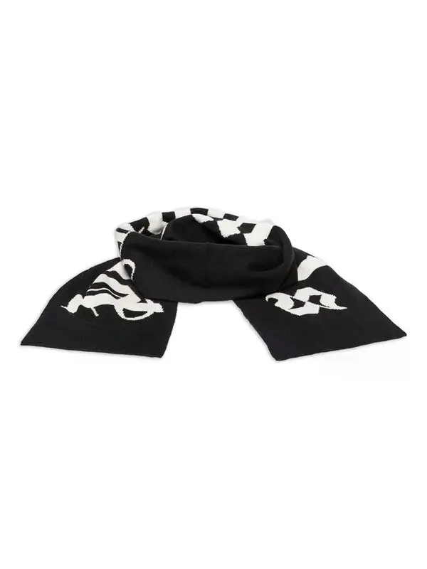 Palm Angels Logo-jacquard Knit Scarf - Black