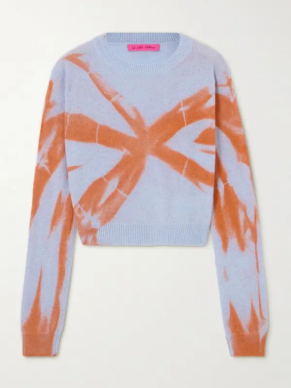 THE ELDER STATESMAN Mythic Cropped Tie-dyed Tranquility Cashmere Sweater - Multi