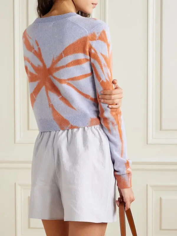 THE ELDER STATESMAN Mythic Cropped Tie-dye Cashmere Sweater
