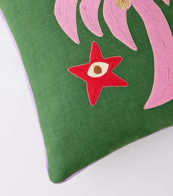 Jonathan Adler Playa Palm Tree Linen Cushion - Green