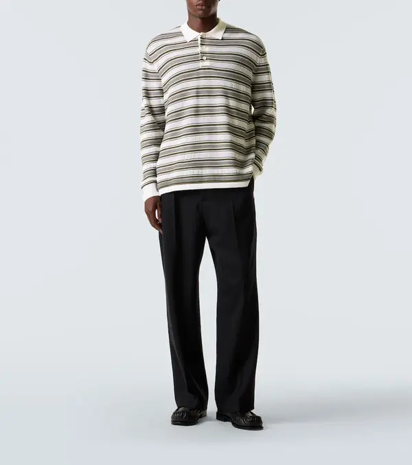 WALES BONNER Samuel Striped Wool-blend Polo Sweater