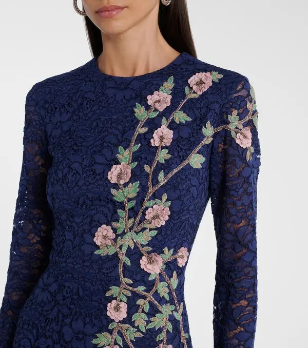 Costarellos Marlena Embellished Lace Cocktail Dress - Blue