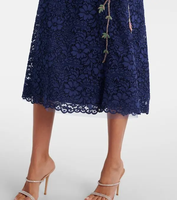 Costarellos Marlena Embellished Lace Cocktail Dress - Blue