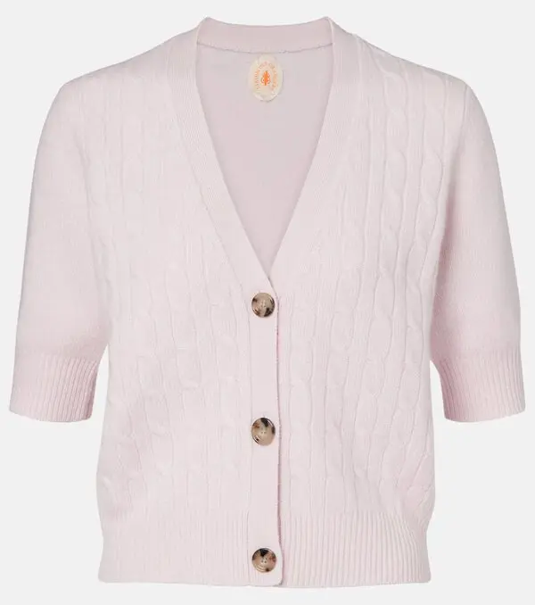 Jardin Des Orangers Cable-knit Cashmere-blend Cardigan - Pink