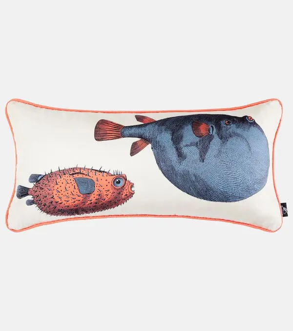 FORNASETTI Pesci Printed Silk Cushion