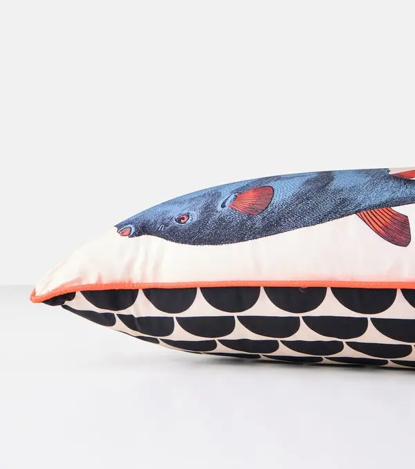 FORNASETTI Pesci Printed Silk Cushion