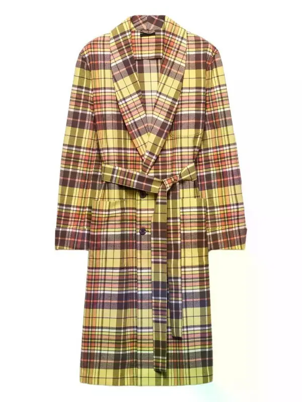 Prada Checked Trench Coat - Yellow