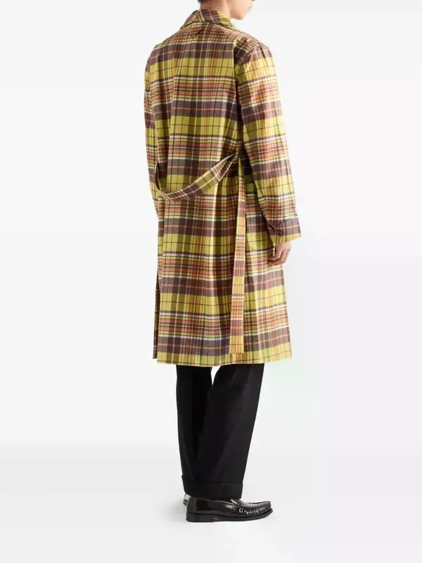Prada Checked Trench Coat - Yellow