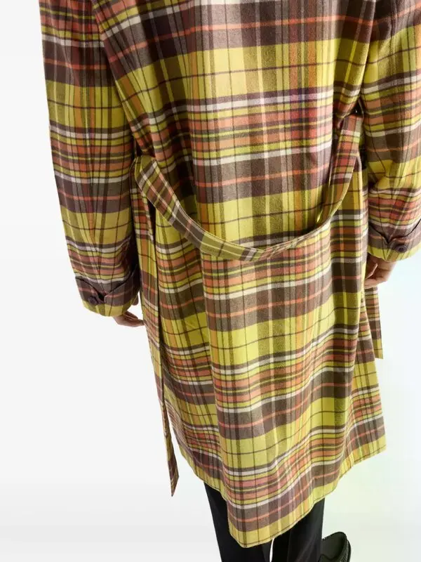Prada Checked Trench Coat - Yellow
