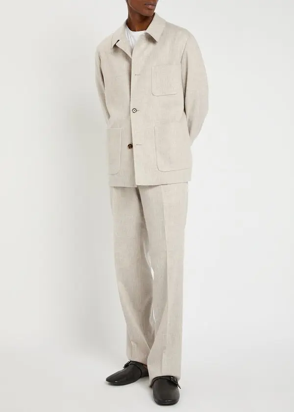 LARDINI Wool And Cashmere-blend Designer Overshirt Uk38/m