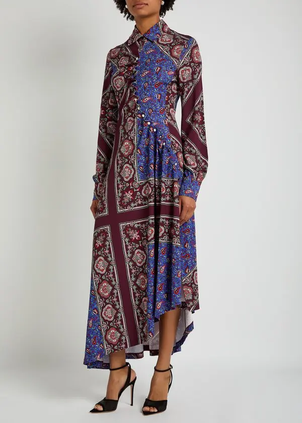 Rabanne Patterned Jersey Midi Shirt Dress