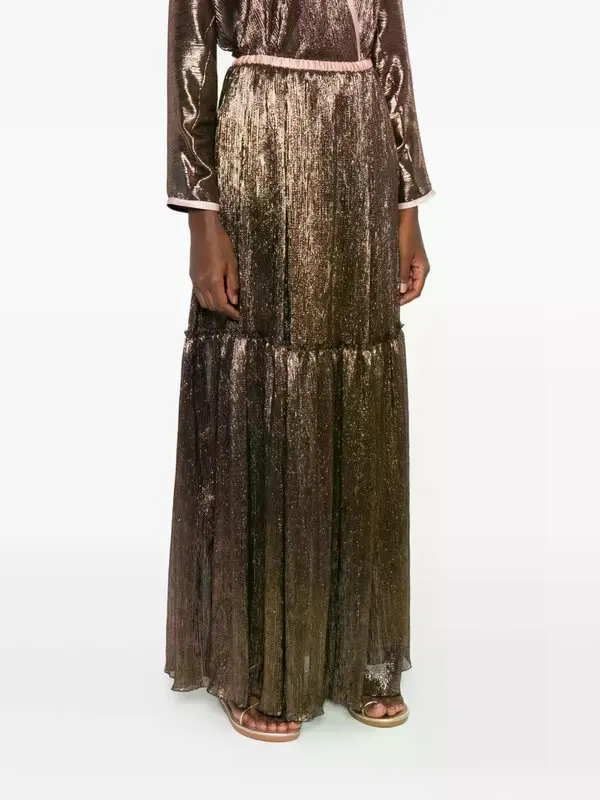 FORTE_FORTE Metallic Pleated Tiered Skirt