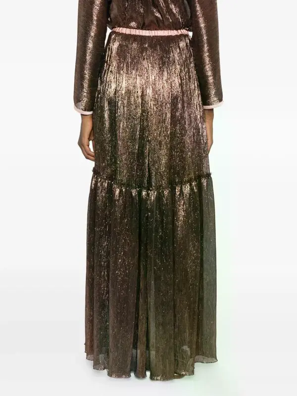 FORTE_FORTE Metallic Pleated Tiered Skirt