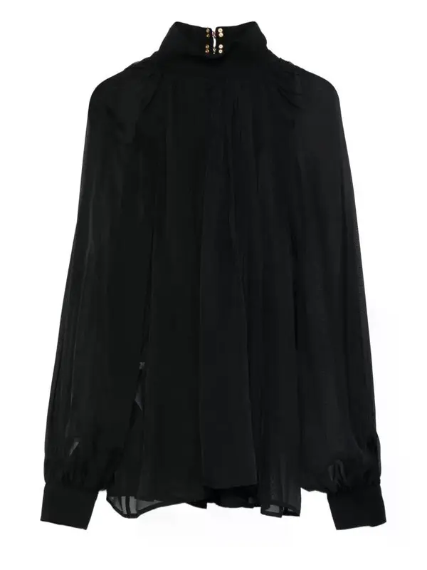 Elisabetta Franchi High-neck Embellished Sheer Blouse