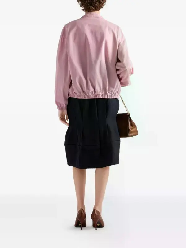 Prada Embroidered Logo Shirt Collar Jacket - Pink
