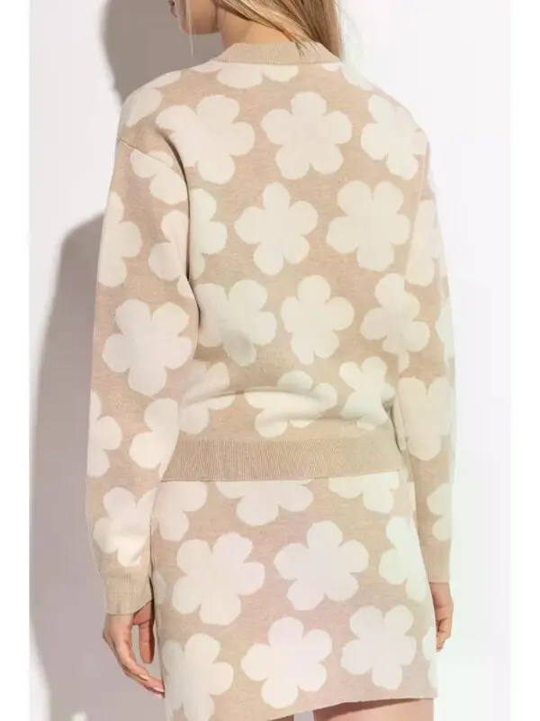 Kenzo Embroidered Logo Floral Print Crew Neck Sweater - Neutrals