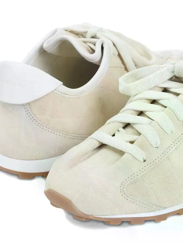 Jacquemus Tennis Lace-up Sneakers With Croc-effect Texture - Neutrals